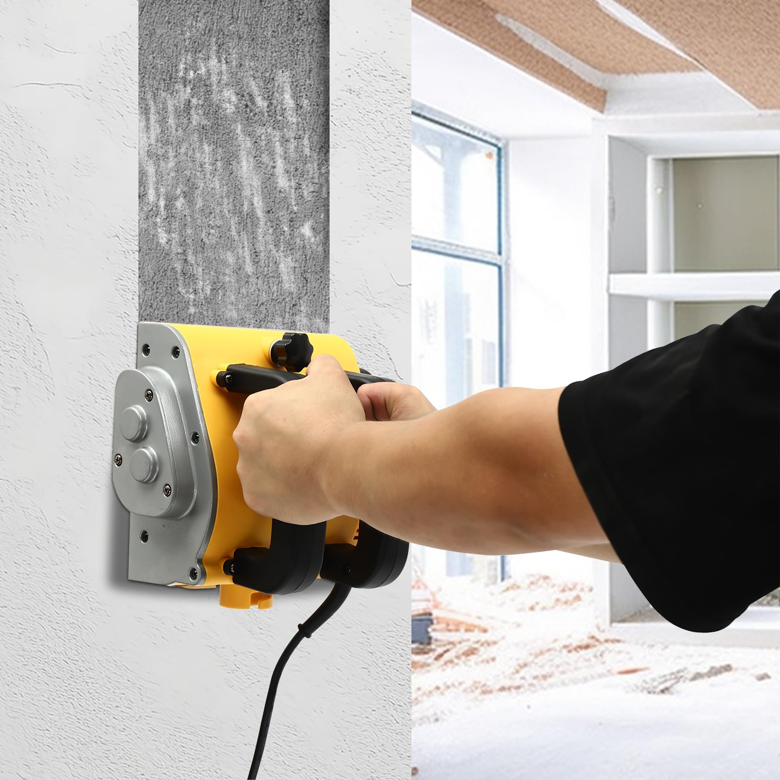 1200W Electric Wall Paint Scraper Machine Handheld Wall Surface Concrete Shovel with Steel Blades, Wall Planer with Dust Vacuum Bag 1-3MM Depth Adjustable for Paint Putty Removal, Wall Repair Tools