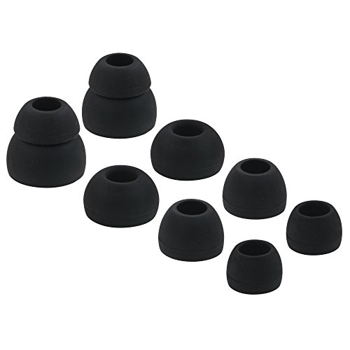 ALXCD Ear Tips for Powerbeats2 Powerbeats 3 Headphone, SML 3 Sizes 3 Pair Silicone Replacement Earbud Tips & 1 Pair Double Flange Ear Tip Cushion, Fit for Beats Powerbeats2 Pb3[4 Pair](Black)