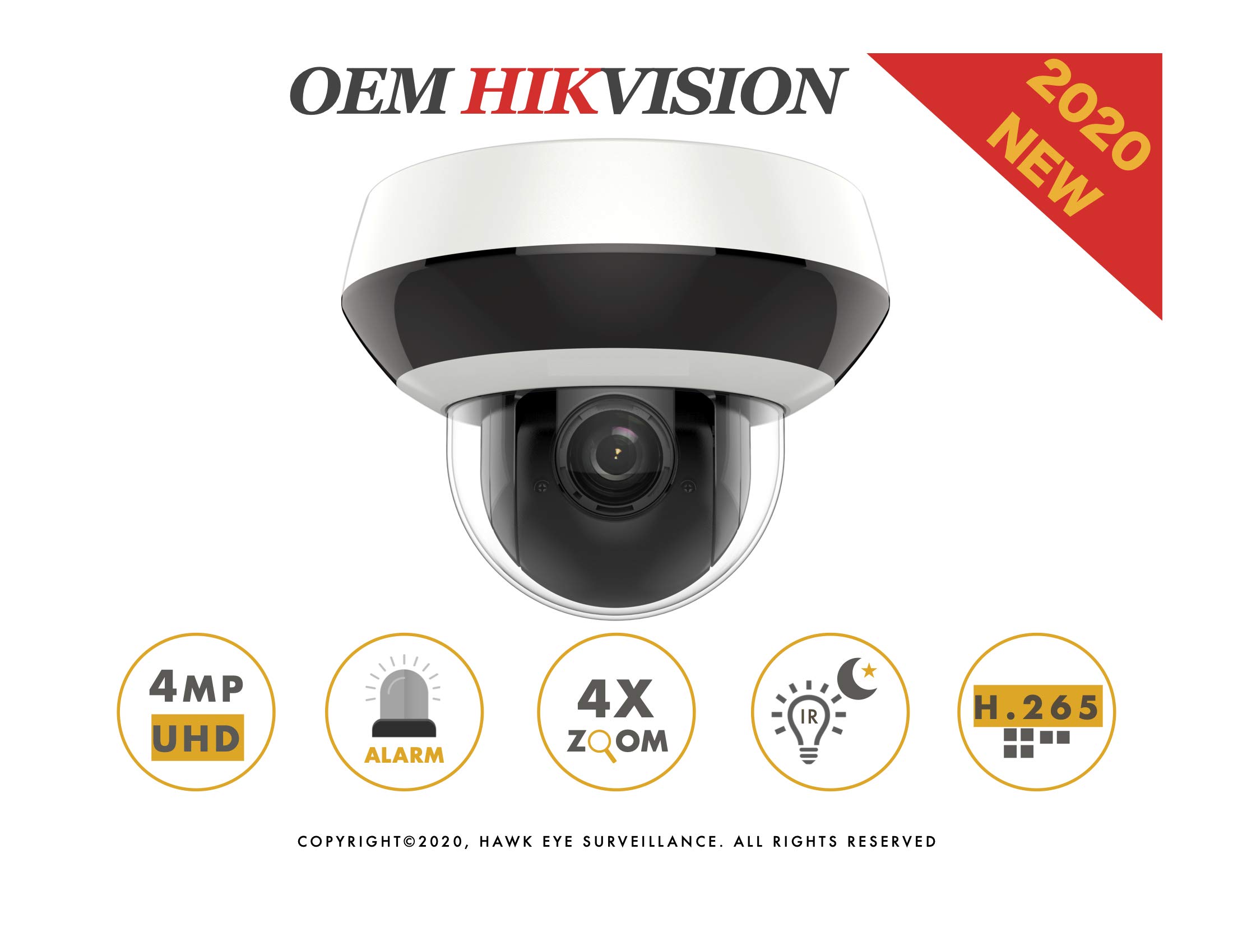 4MP PoE Mini PTZ Camera - Compatible with Hikvision DS-2DE2A404IW-DE3 Pan Tilt 2.8mm~12mm 4X Optical Zoom Indoor and Outdoor IR Audio Alarm in and Out H.265+