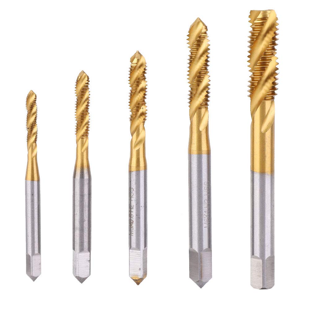 5 Pcs Plated Drill bit Set, M3-M8, Tap Bit Screw Kit for Drilling Metal, Tile, Concrete, Brick, Glass, Plastic and Wood