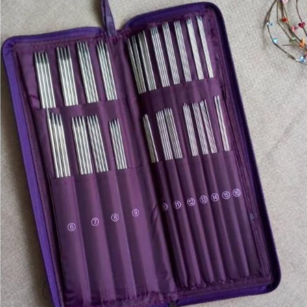 104pcs Knitting Kit Stainless Steel Straight Circular Knitting Needles Crochet Hook Needlework Weave Set Hand Tool with Pu Bag