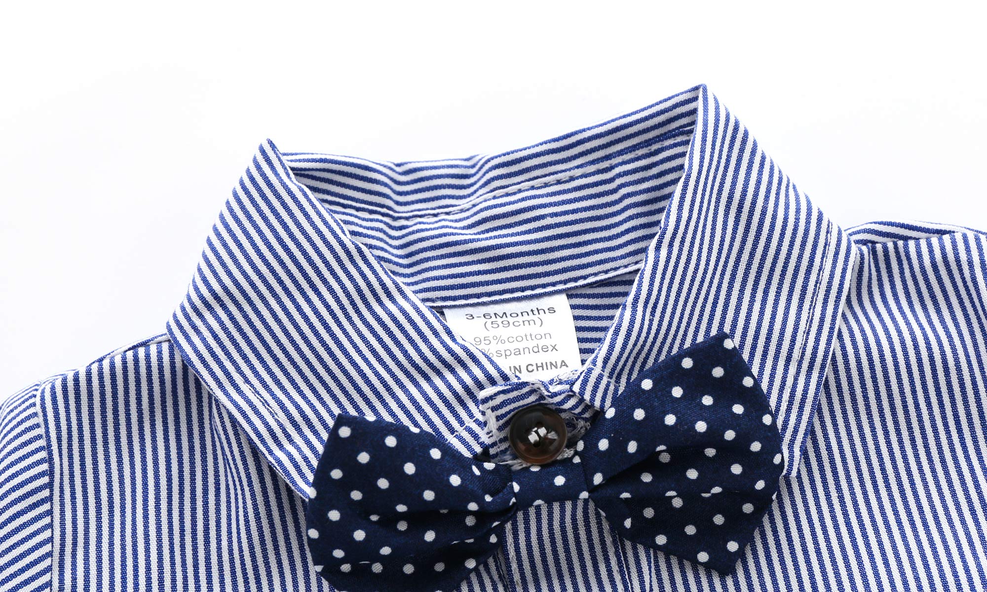 Baby Boys Gentleman Outfits Suits, Infant Short Sleeve Shirt+Bib Pants+Bow Tie Overalls Clothes Set,6-9M