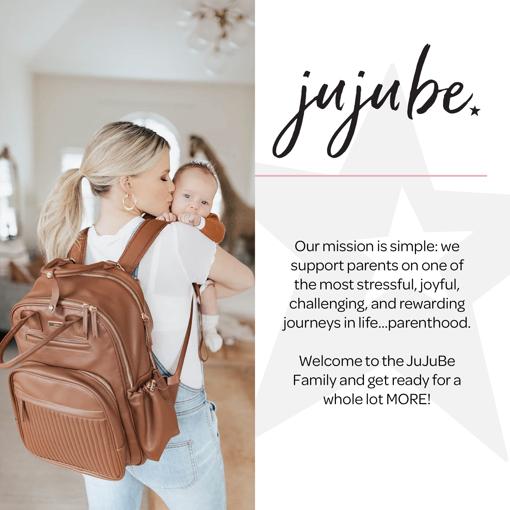 JuJuBe | Million Pockets Vegan Leather Diaper Bag Backpack - Large Travel Backpack for Women | Spice