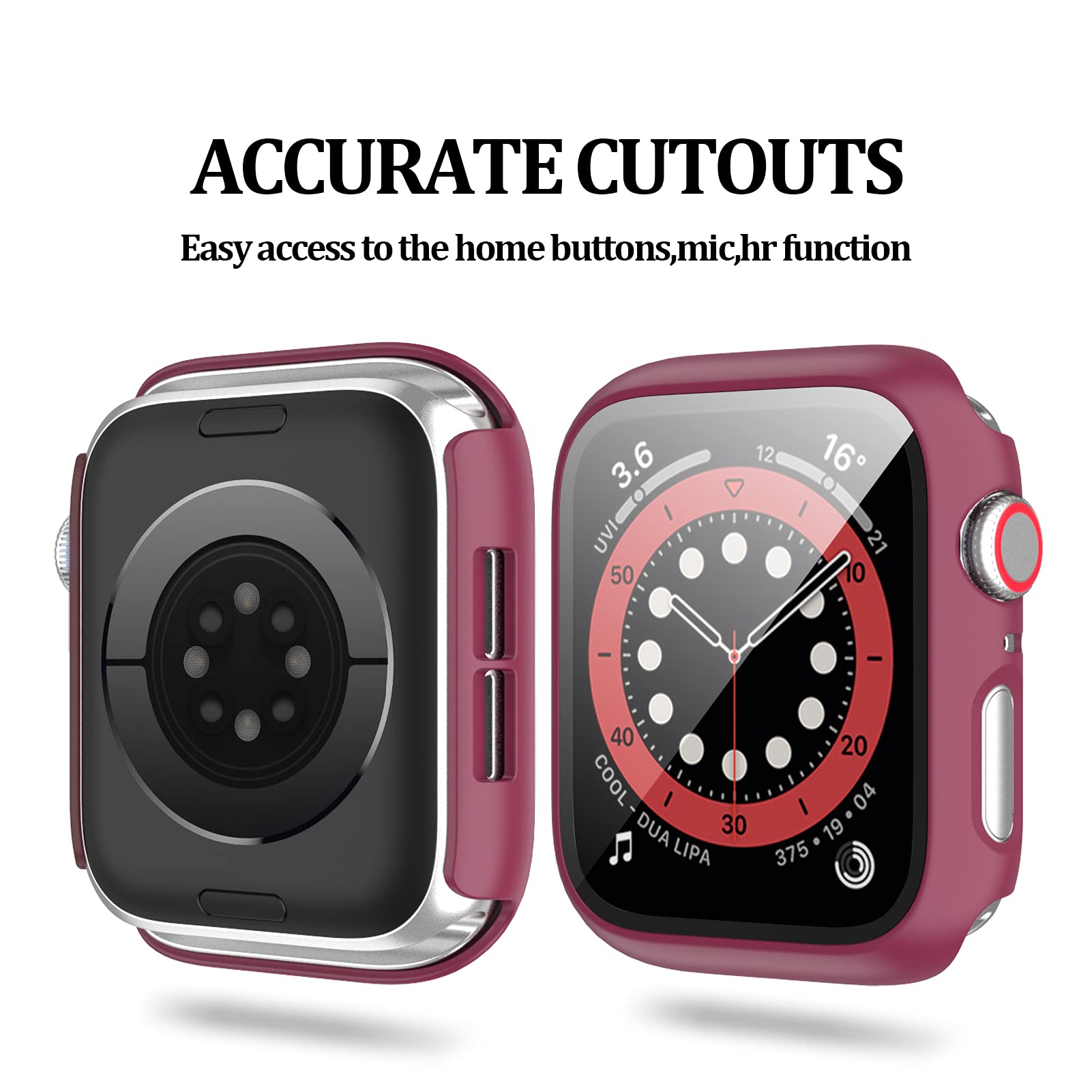 12 Pack Case with Tempered Glass Screen Protector for Apple Watch 42mm Series 3 2 1, Cuteey Full Protective Matte PC Cover for Iwatch 42mm Accessories (12 Packs, 42mm)