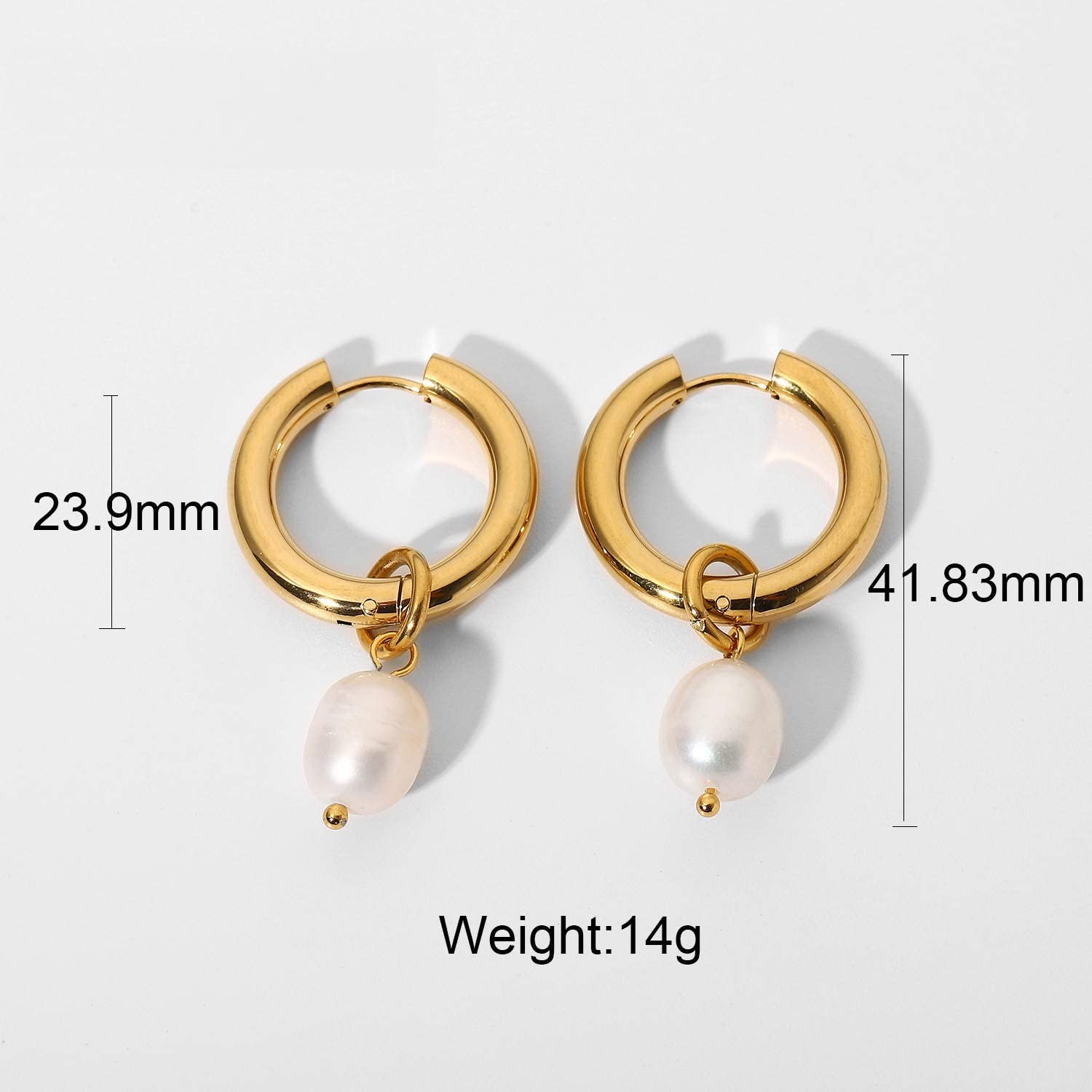 18K Gold Plated Freshwater Pearl Hoop Durable Earring for Women Waterproof and Tarnishfree