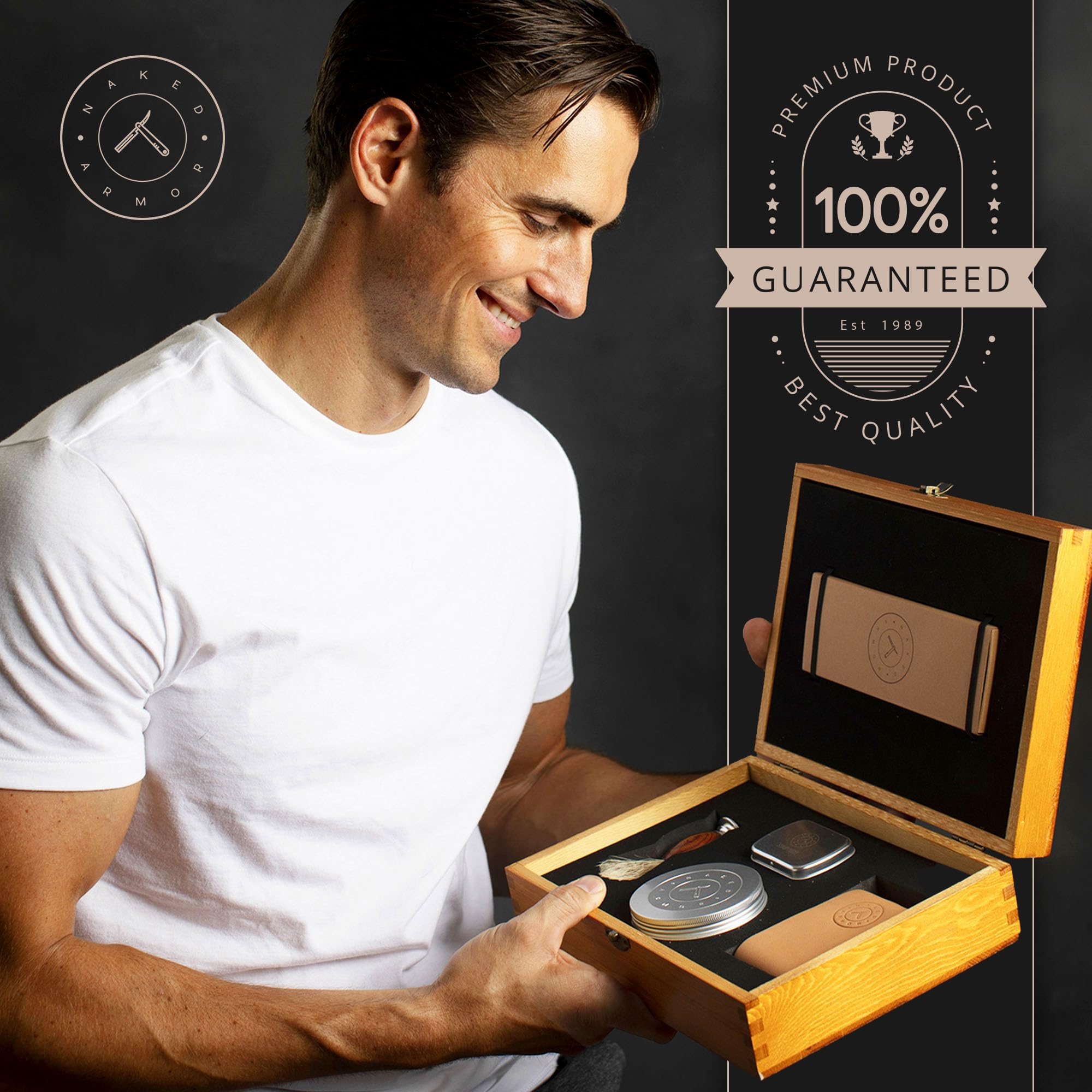Amazing Naked Armor Straight Razor Kit, Shave-Ready Japanese Steel Blade, Complete Straight Razor Shaving Kit for Men, Straight Razor Beginner Kit, Straight Razors For Men Kit