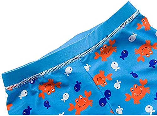 Baby Toddler Boys Two Pieces Swimsuit Set Boys Bathing Suit Rash Guards with Hat UPF 50+ FBA (Crab-c, 6-9 Months)