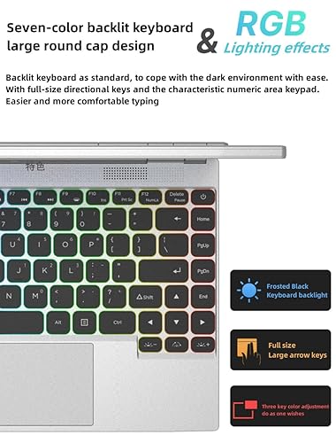 14-inch IPS Touch Screen Computer Tablet Laptop N5105 Office Business Notebook 16G 128G -1TB SSD RGB Windows 11 Touch ID Silver 16G-128G SSD/Intel N5105