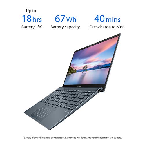 ASUS ZenBook 13 Ultra-Slim Laptop, 13.3” FHD NanoEdge Bezel Display, Intel Core i7-1165G7, 16GB LPDDR4X RAM, 1TB PCIe SSD, NumberPad, Thunderbolt 4, Wi-Fi 6, Windows 10 Home, Pine Grey, UX325EA-AH77