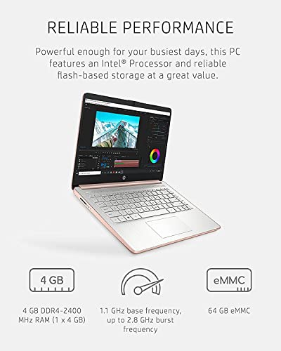 HP 14-inch TouchScreen HD Laptop, Intel Celeron N4020, 4GB DDR4, 64GB eMMC, Webcam, HDMI, Windows 10 S (Google Classroom or Zoom) (Rose Pink) (Renewed)