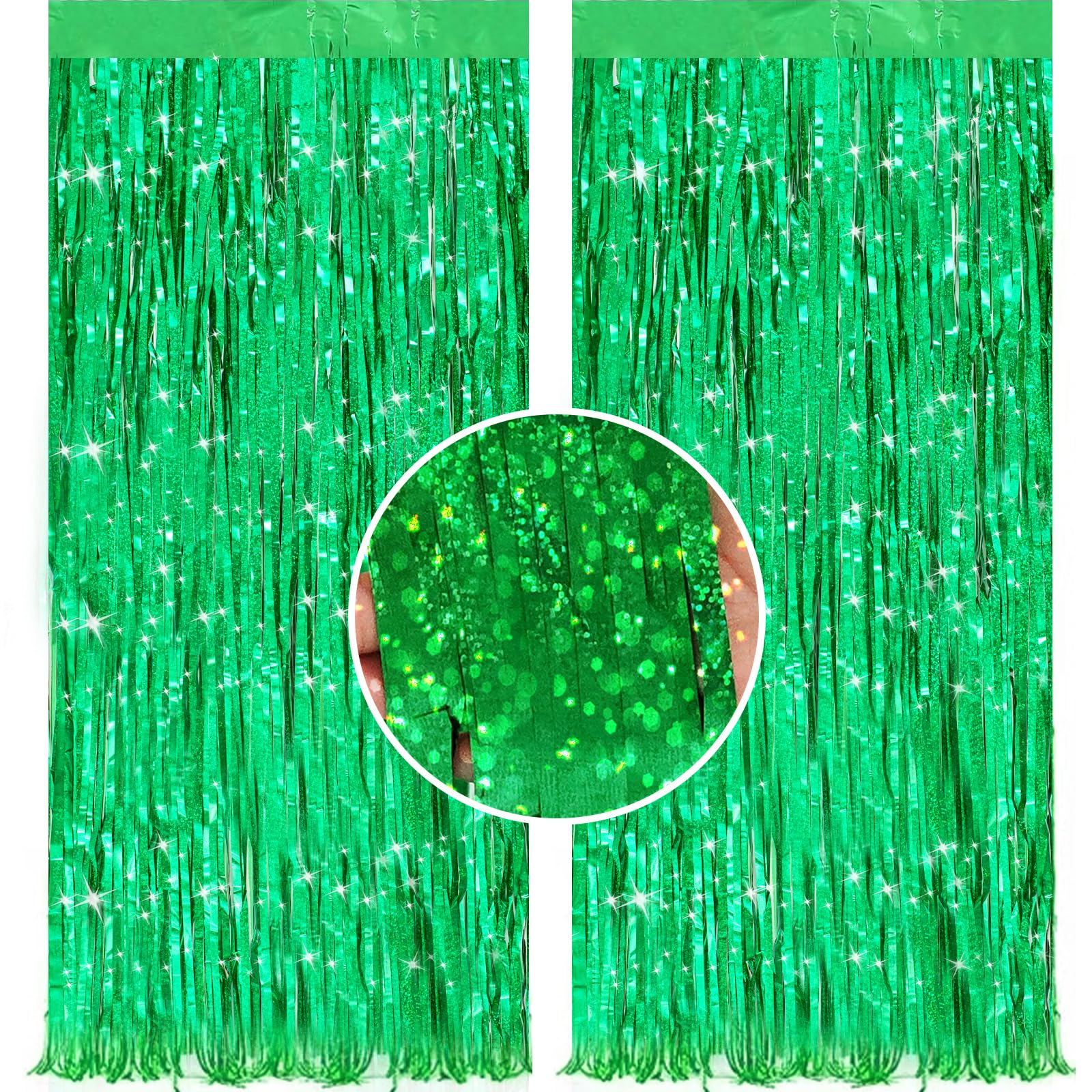 2 Pack 3.2 ft x 9.8 ft bling Black Tinsel Curtain Party Backdrop decorations, Metallic Foil Fringe Backdrop Door for Halloween, Christmas, Birthday Graduation Wedding Party Streamers Photo Backdrop.