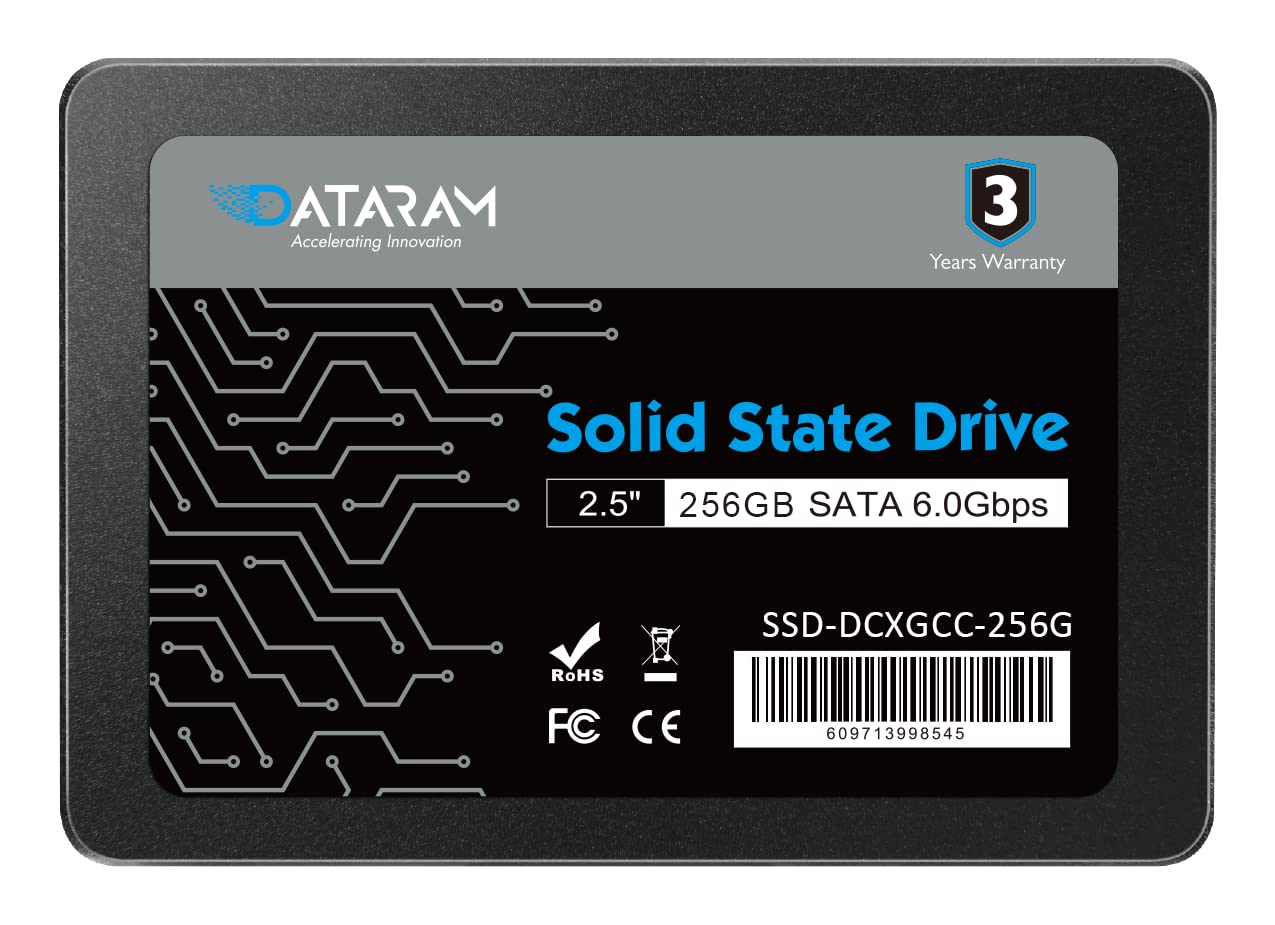 Dataram 256GB 2.5" SSD, 6.0 Gbps SATAIII Solid State Drive High Speed Read & Write
