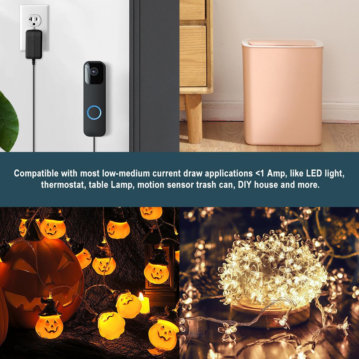 Lenink AC Power Supply Adapter for AA Battery, Replace 2 AA Battery for Pumpkin Lantern, LED Light, Thermostat, Table Lamp, Motion Sensor Trash Can (Black)