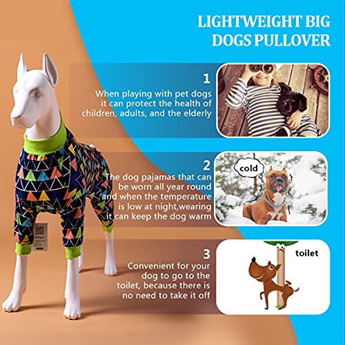 LovinPet Large Dog Pjs Post Surgery Wear/Triangles Blizzard Blue Prints/Post Surgery Shirt/UV Protection, Pet Anxiety Relief, Wound Care for Large Dog Onesies