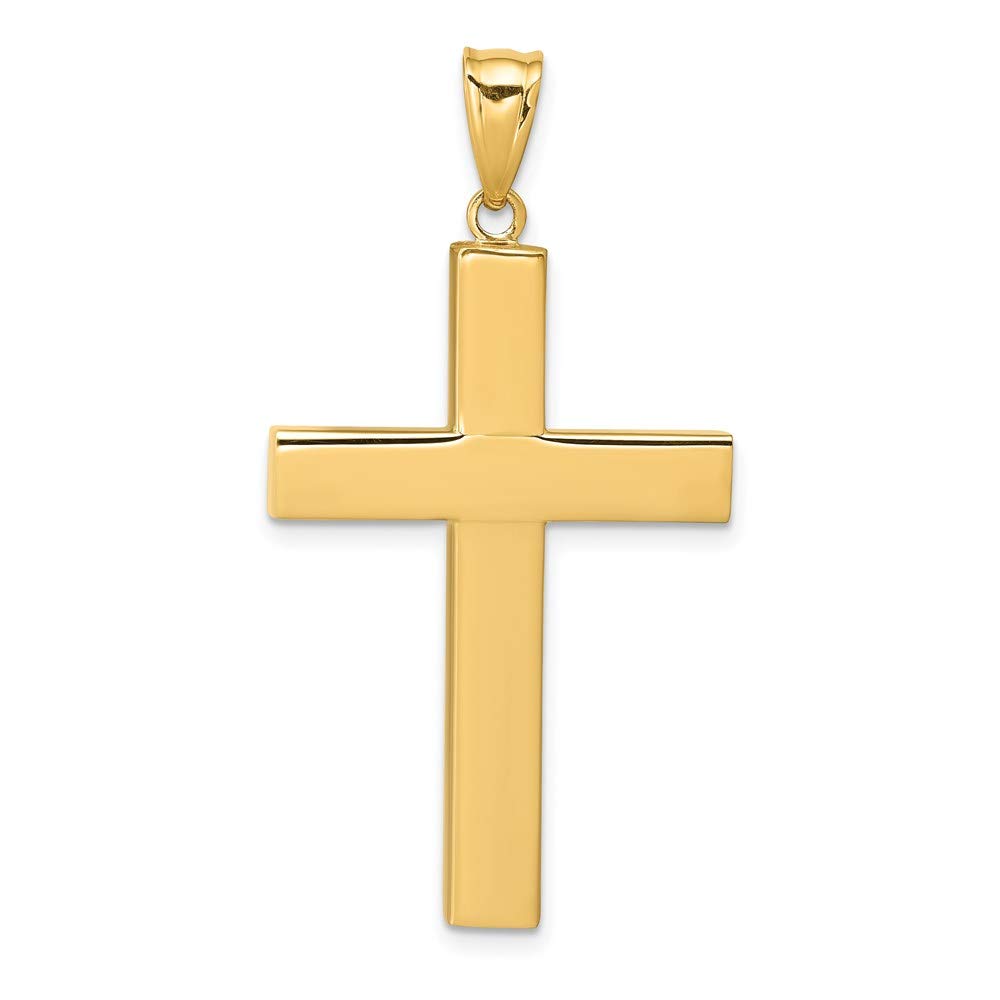 14K Yellow Gold High Polish Finish Hollow Cross Pendant