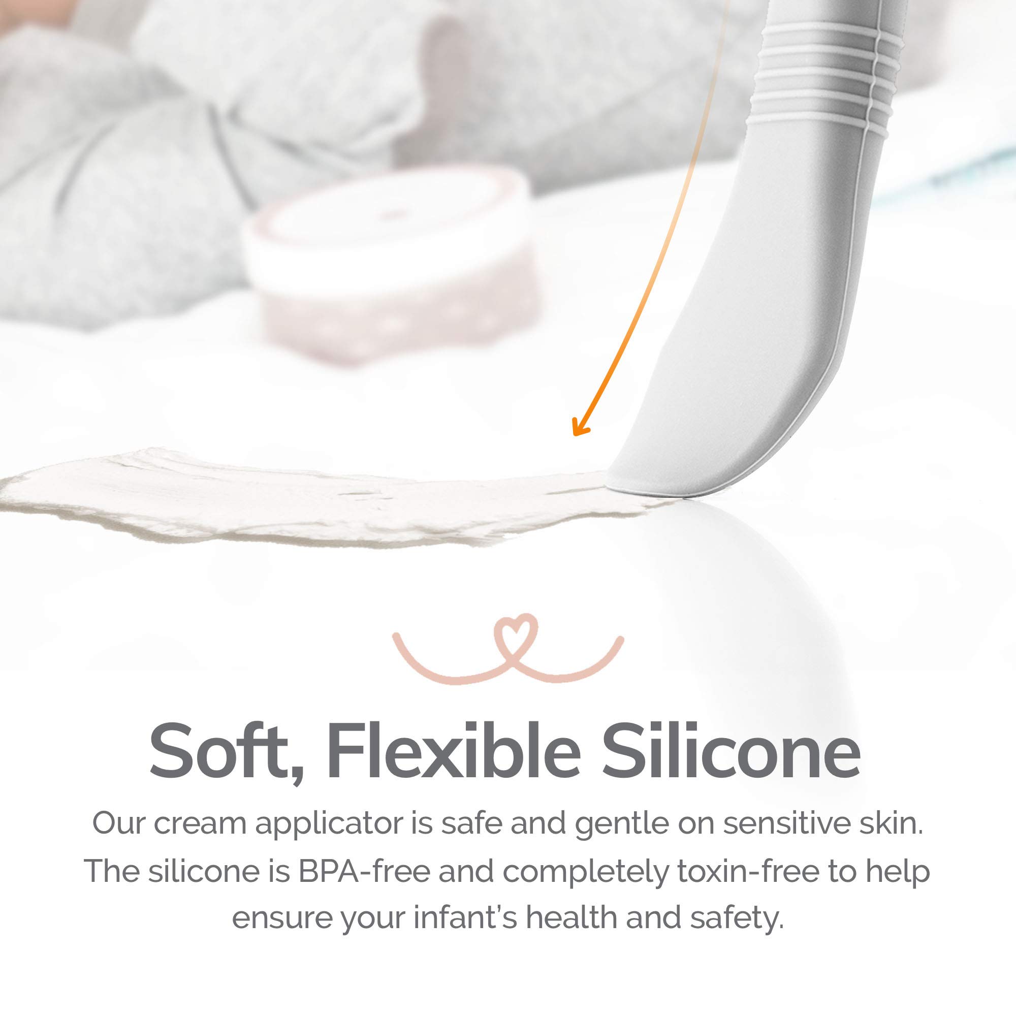 CURASALVE - Diaper Cream Spatula, 2 Pack Baby Diaper Cream Applicator, Soft Flexible Silicone Brush, Grey
