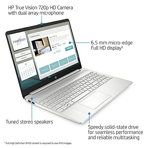 HP 15.6" FHD Laptop, Ryzen 5-5500, Silver, HD Webcam, USB-C, HDMI, AMD Radeon Graphics, Windows 10 Home, w/Accessories (16GB RAM | 1024GB PCIe SSD)