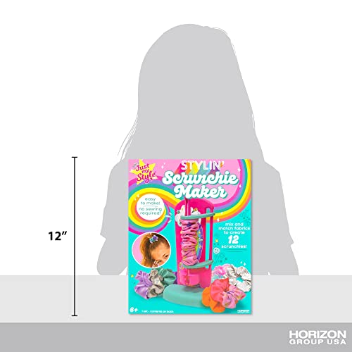 Just My Style D.I.Y. Scrunchie Maker by Horizon Group USA, Design Your Own Colorful Satin Scrunchies Hair Bands, Easy-to-Use Tool & Gemstones Included