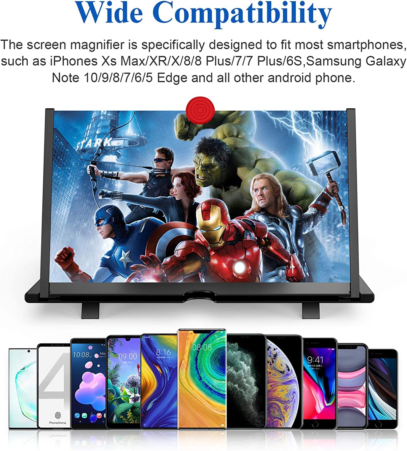 14" Screen Magnifier – 3D HD Cell Phone Magnifing Screen Enlarger Projector for Movies Videos and Gaming – Foldable Phone Stand Holder with Screen Amplifier Compatible with All Smartphones