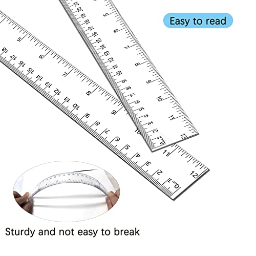 7 Pack Clear Rulers, Plastic Ruler 12 inch Transparent Straight Ruler with Centimeters and Inches, Kids Rulers Bulk for Student Kids Classroom School Office Standard Ruler