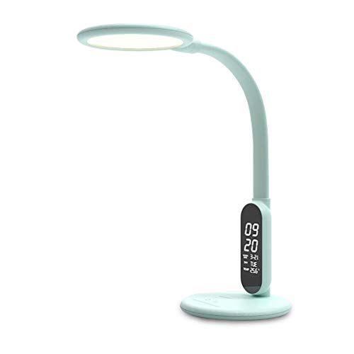 Exquisite LED Lamp Led Light LED Desk Lamp Dimmable Eye Caring LCD Calendar Time Week Touch Control Reading Lamps Desk Lamp Kids Durable Table Lamp (Color : Green)