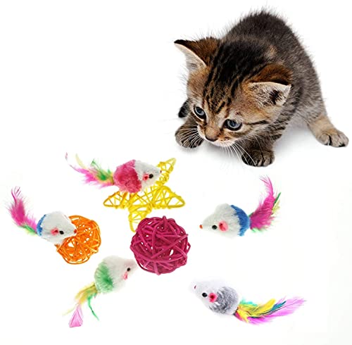 Aftermarket Furry Pet Cat Toys Mice, Cat Toy Mouse, Pet Toys for Cats, Cat Catcher for Feather Tails, 10 Counting