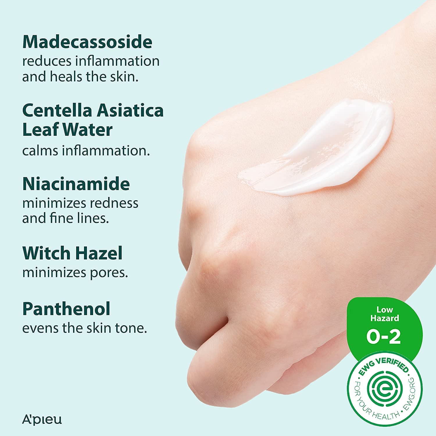 A'PIEU Madecassoside Tetrasome Cica Cream 1.69 fl oz with Centella Asiatica and Niacinamide | Natural Madeca Cream for Intense Hydration and Soothing