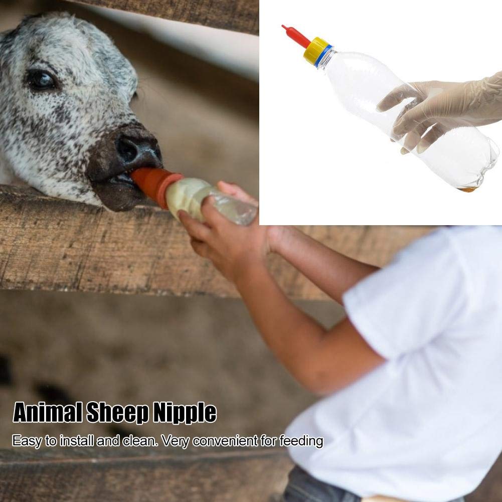 50Pcs Little Cow Calf Milk Drink Nipple Soft Silicone Goat Milk Bottle Feeding Teat Mouth Rubber Calf Feeding Bottle Nipple Lamb Teats Nursing Bottle Nipples
