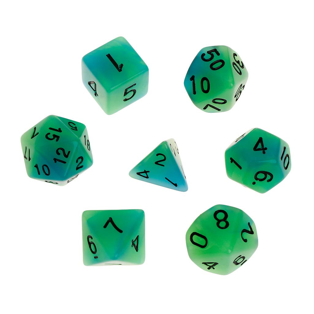7pcs/Set Luminous Polyhedral Sided Dice D4 D6 D8 D10 D12 D20 Set for Dungeons & Dragon D&D RPG Poly Game
