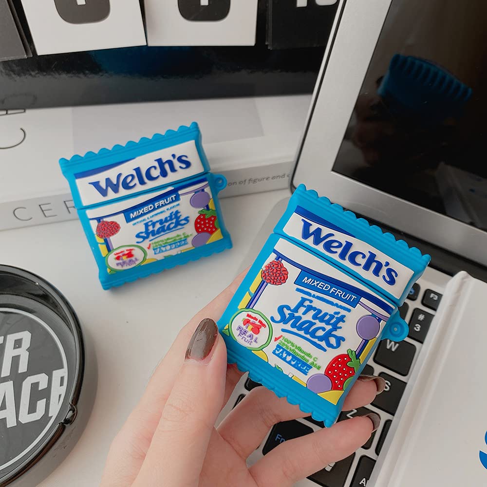 Cute and Interesting,Silicone Airpod Case Covers with Keychain,Compatible with Airpods 1&2 Case,More Attractive airpod case (Fruit Snacks)
