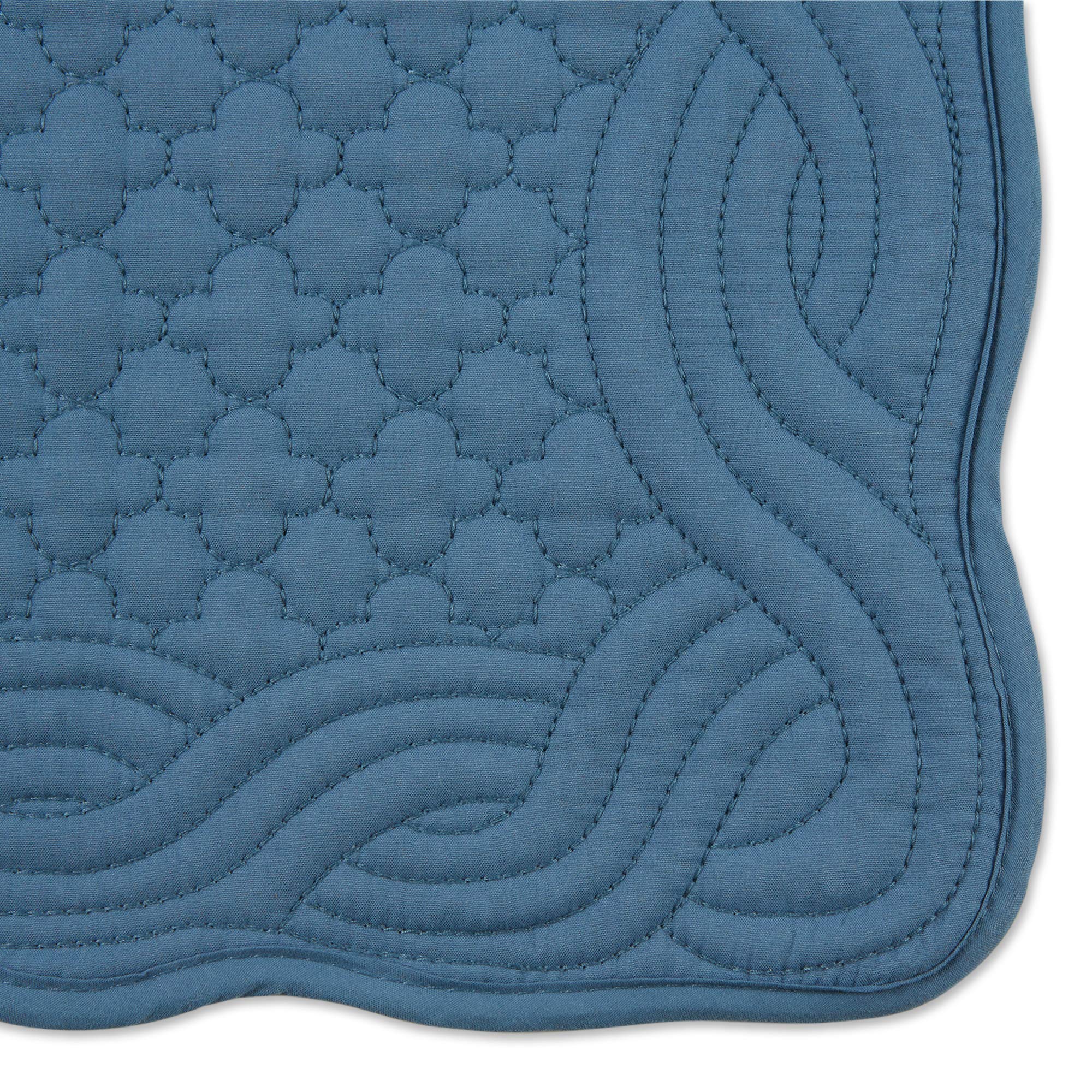 DII Quilted Farmhouse Collection Tabletop, Placemat Set, French Blue, 6 Piece