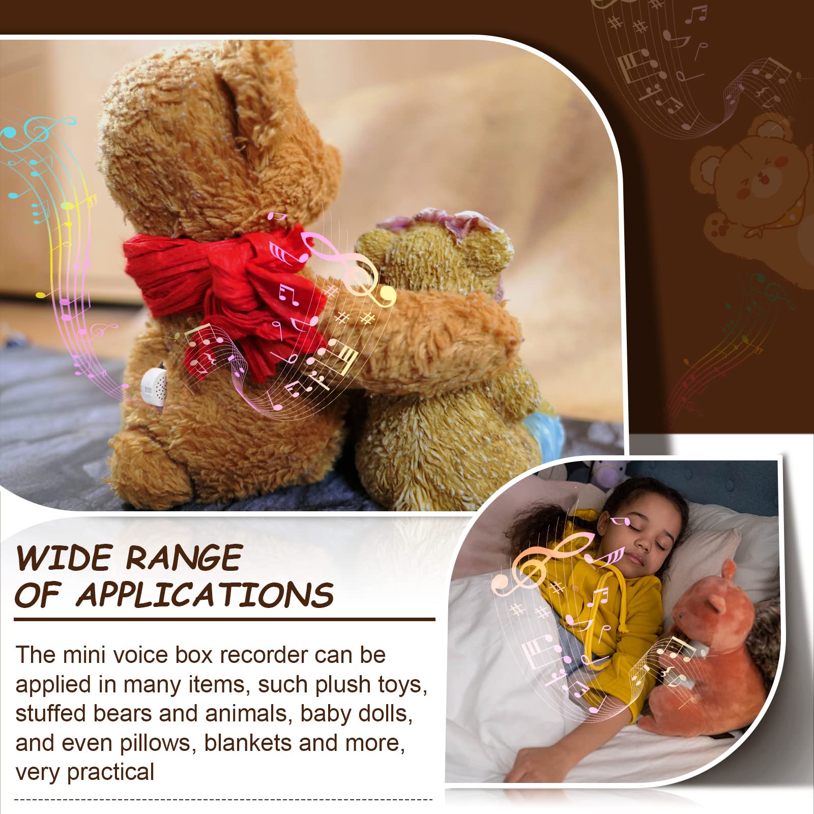 3 Pcs Voice Recorder for Stuffed Animal, Voice Recorder Box Stuffed Bear Mini Voice Recorder Device, DIY Custom Voice Message Toy Voice Recorder for Baby Dolls, Plush Toys and Pillows (20s Edition)