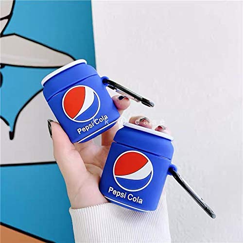 Cute Case Compatible for Apple AirPods 2/1 AirPods Case Cover 3D Slim Shockproof Silicone Shell Anti-Fall Cover for AirPods Charging Cartoon Case with Carabiner (AirPods 2/1, BlueCola)