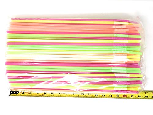 17 Inch Mammoth Bendy Straws - ASSORTED NEON (Pack of 200) (2)