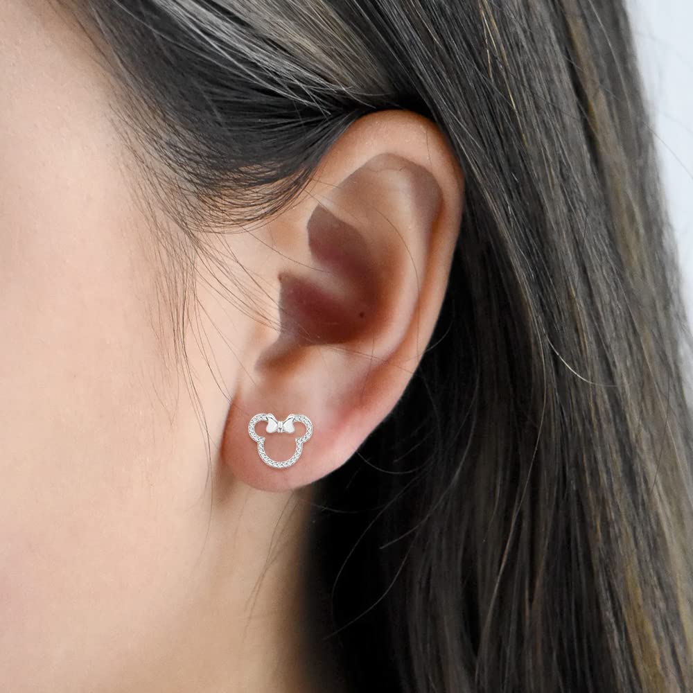 14k White Gold Lab Grown Diamond Disney Mickey Stud Earrings for Women (5/8cttw, Color E, Clarity VVS2-VS1)
