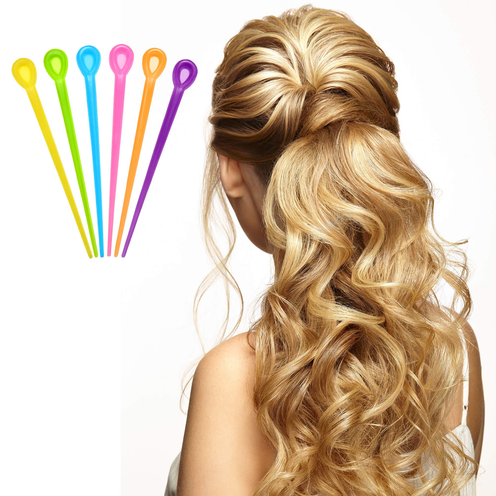 180 Pieces Brush Roller Pick Plastic Roller Pick Hair Curler Roller Pin for Hair Curling Styling Accessories for Christmas Valentine's Day Present (Rose Red, Green, Yellow, Blue, Orange and Purple)