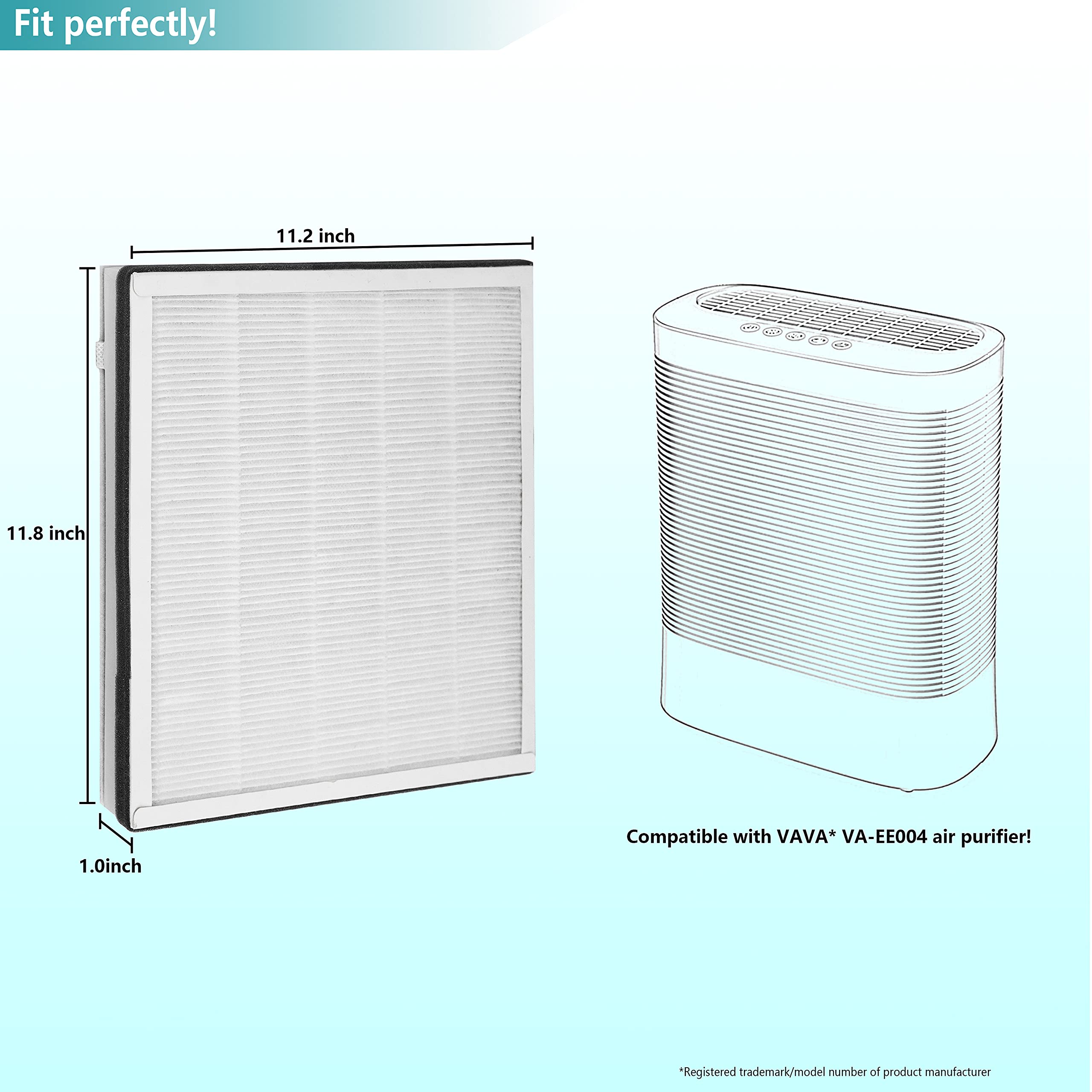 2-Pack of VA-EE004 Replacement Filter, Compatible with VAVA Air Purifier VA-EE004