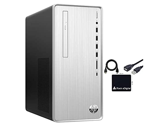 HP 2022 Pavilion Desktop PC AMD 6-Core Ryzen 5 4600G 32GB RAM DDR4 1TB M.2 NVMe SSD 1TB HDD AMD Radeon Graphics HDMI VGA USB C WiFi AC Bluetooth RJ-45 DVD-RW Windows 10 Pro w/RE Accessories