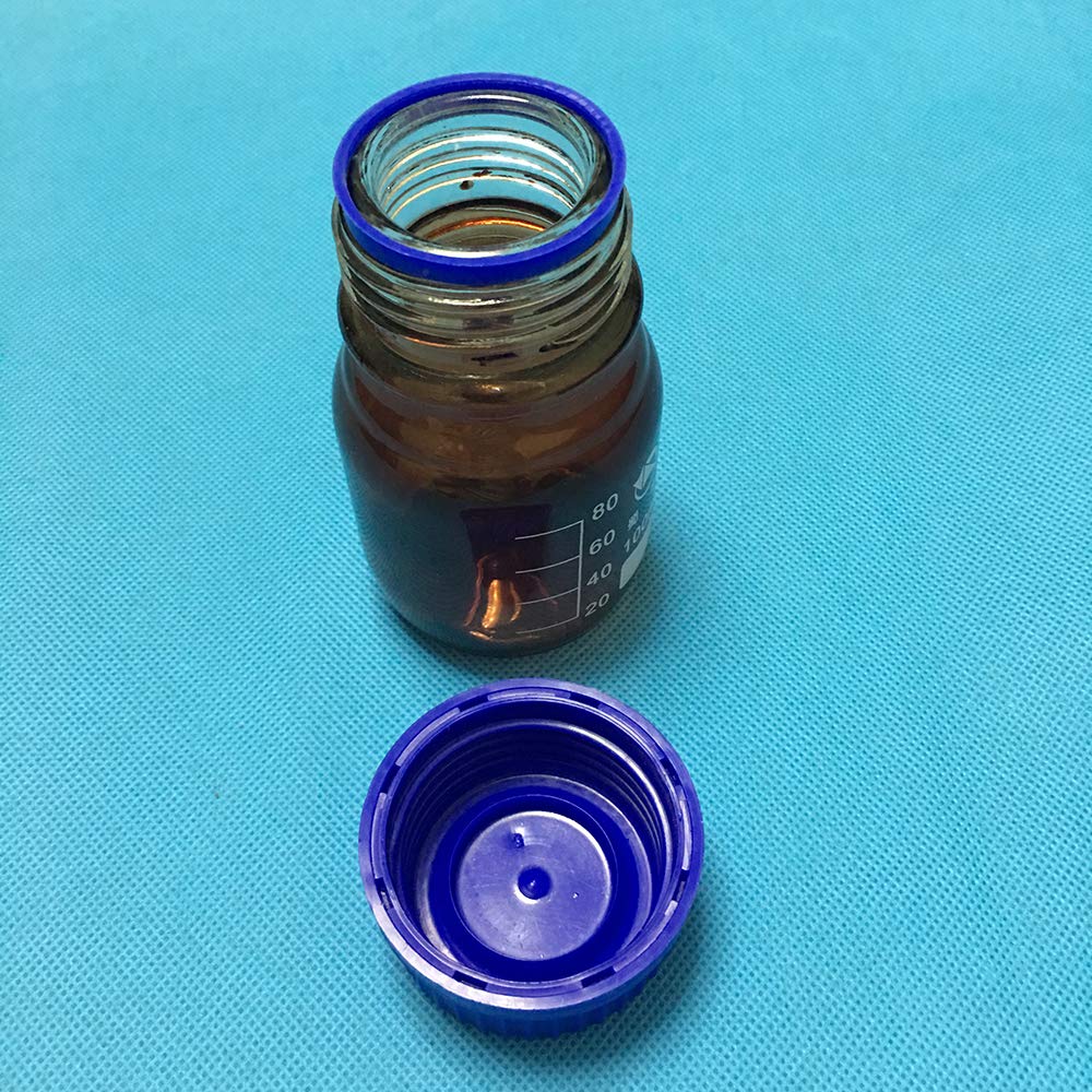 Amber Brown Glass Graduated Acid Reagent Bottle autoclavable with Blue Cap GL45 (500ml)