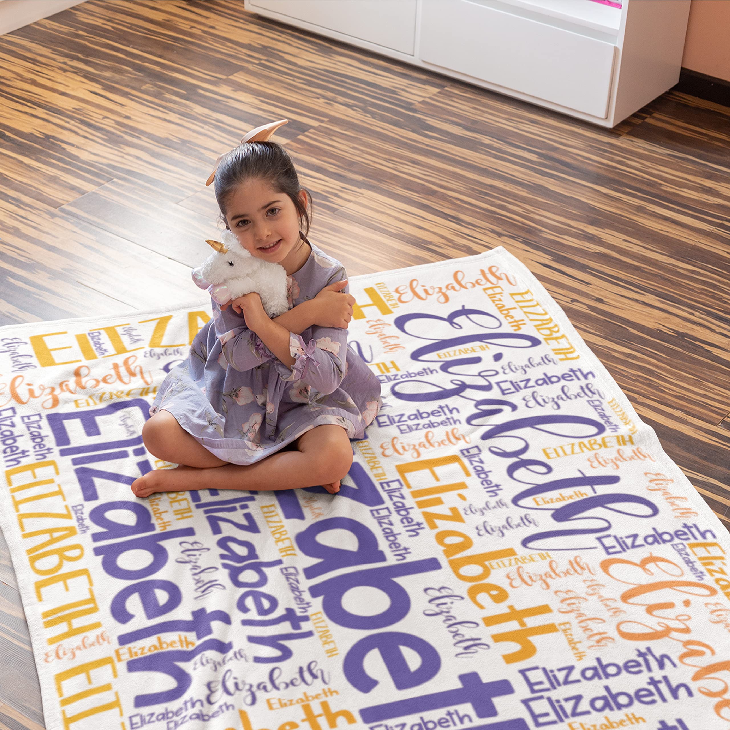 Be Burgundy Personalized Baby Blanket for Kids w/Word Art Names, 30 x 40 Inches, 12 Colors & 9 Fonts, Custom Kids Throw Blankets