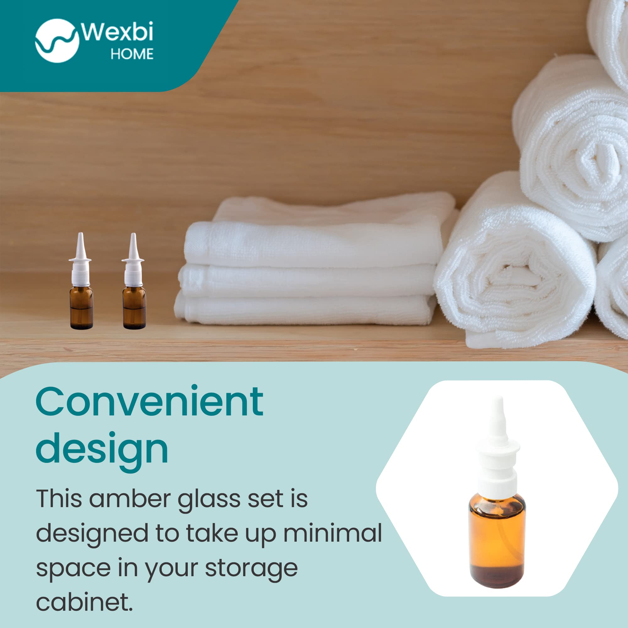 Amber Glass 2- Pack Nasal Spray Bottle 1 oz, Empty, Press Spray Head Refillable, Travel Sized 30 ml vials - No Labels