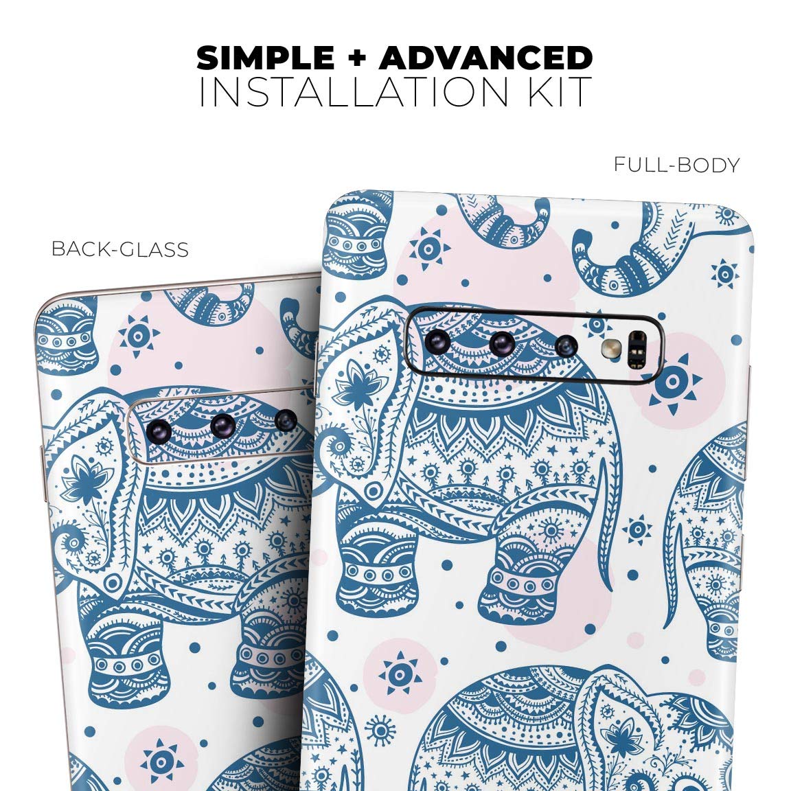 DesignSkinz Ethnic Navy Seamless Aztec Elephant Protective Vinyl Decal Wrap Skin Cover Compatible with The Samsung Galaxy S20 (Screen Trim & Back Glass Skin)