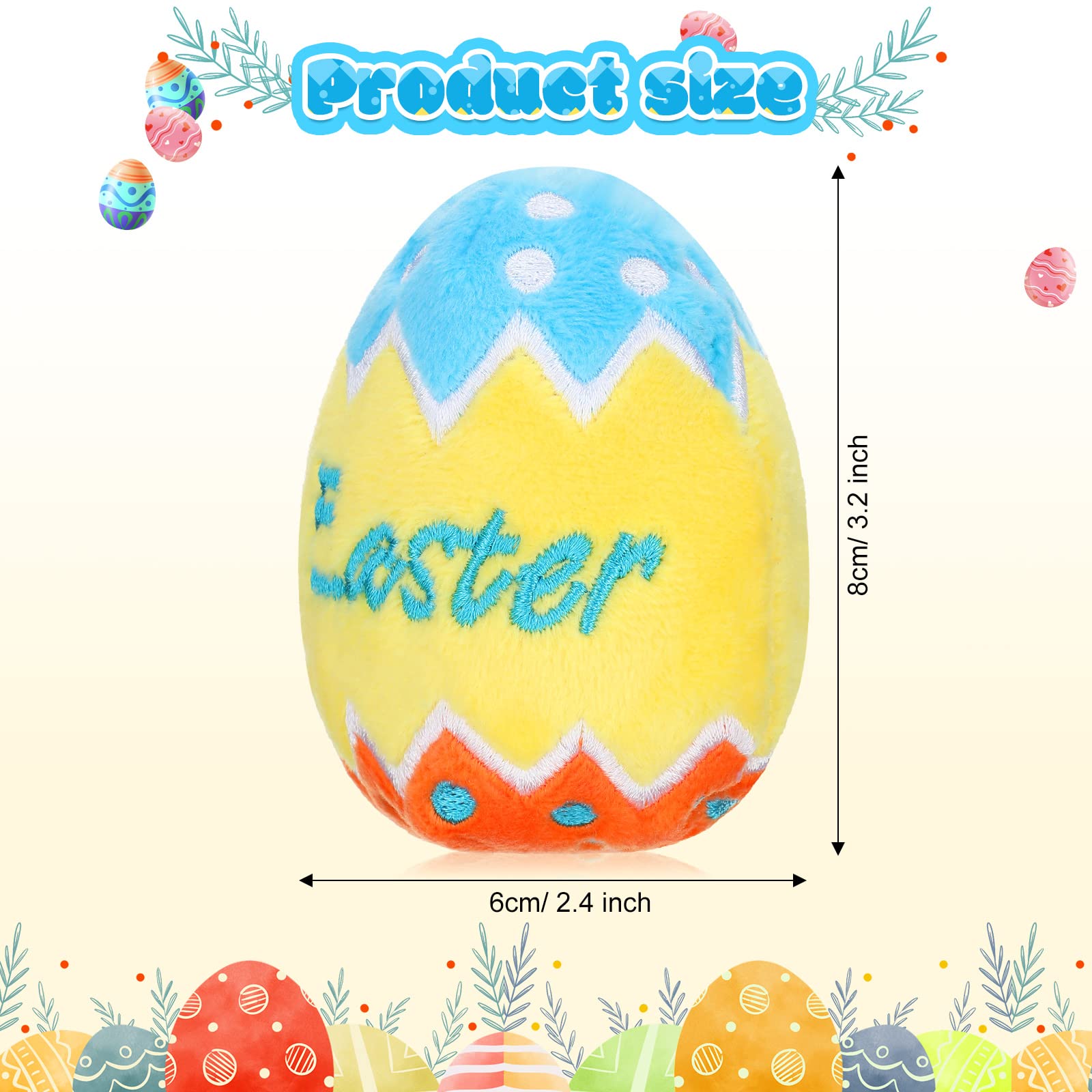 6 Pcs Easter Plush Stuffed Egg Toys Easter Basket Stuffers Plushies Playset Easter Party Favors Decorations for Kids, 3 Designs