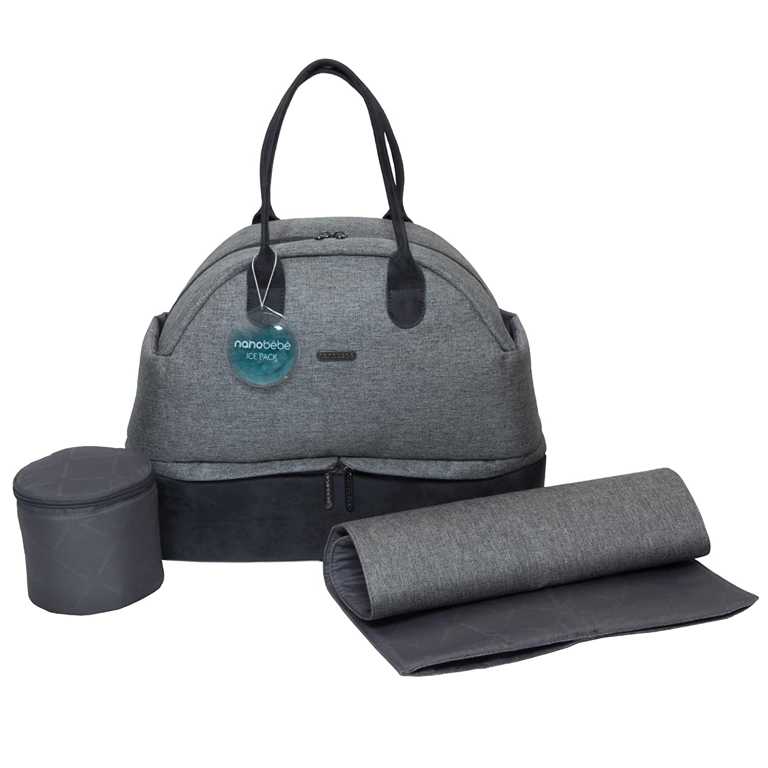 Nanobebe Bebe Diaper Bag Backpack, Travel Diaper Bag with Baby Changing Mat and Stroller Straps, Maternity Back Pack for Multi-Function Baby Care, Large Capacity, Waterproof, Unisex (Stylish Grey)