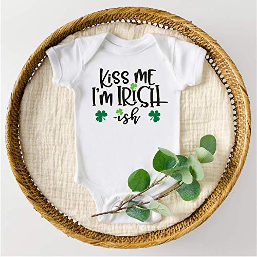 Baby Kiss Me I'm Irish-ish St. Patrick's Day Bodysuit (12-18 Months, Long Sleeve)
