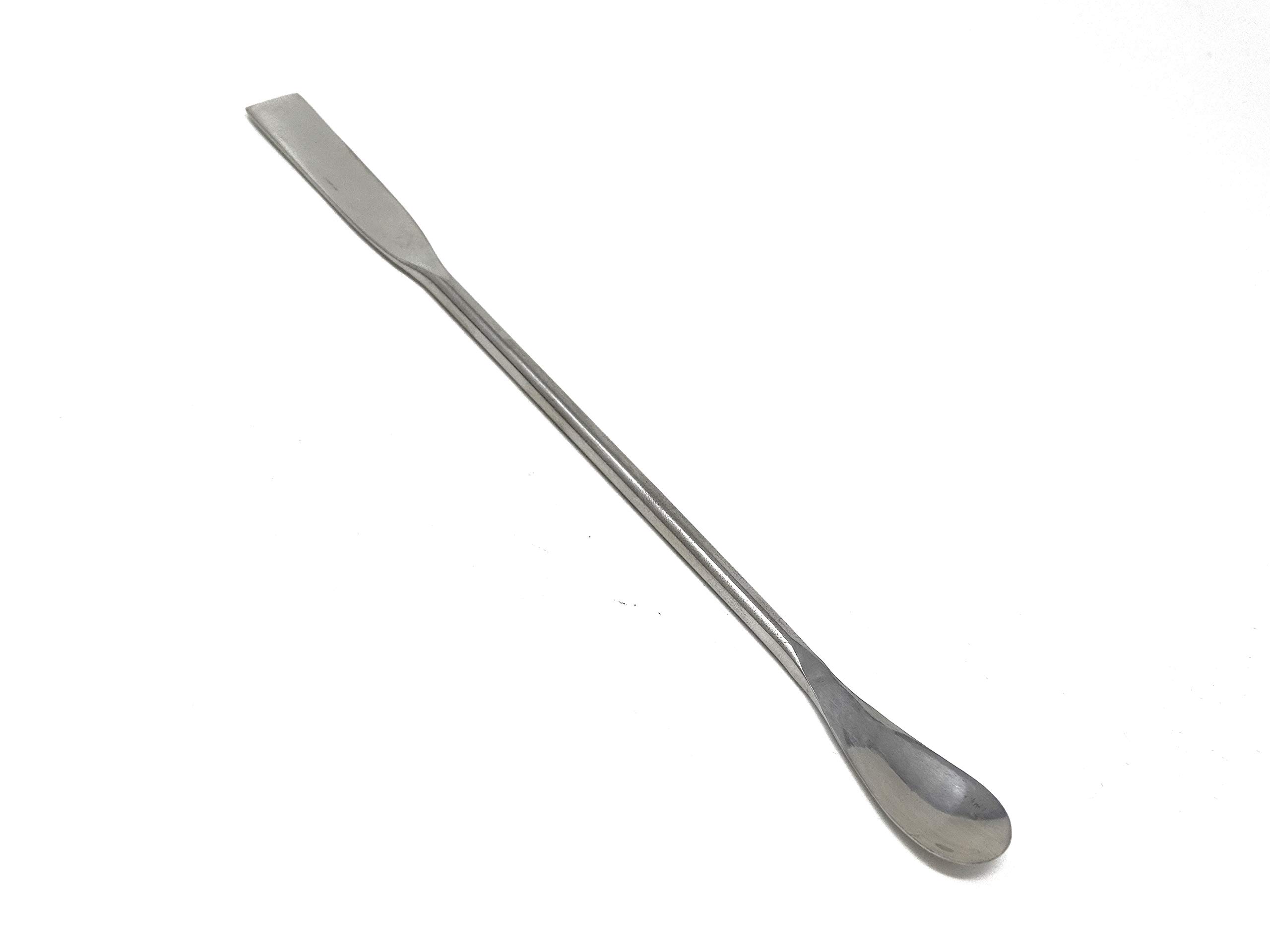 A2Z-DE002 Stainless Steel Double Ended Micro Lab Spatula Sampler, Square & Flat Spoon End, 9" Length