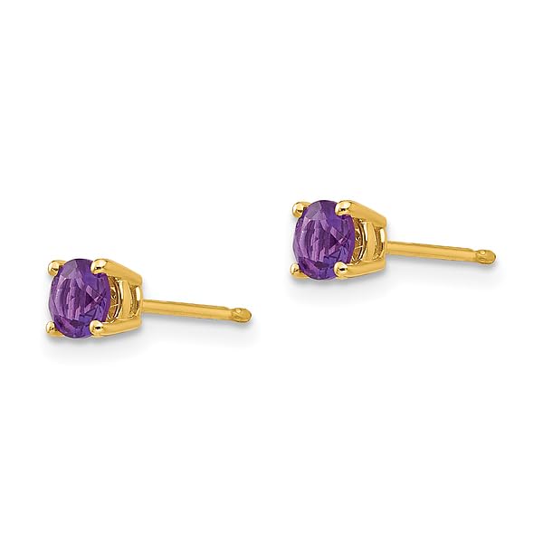 14K White Gold 7mm Purple Amethyst February Birthstone Stud Earrings