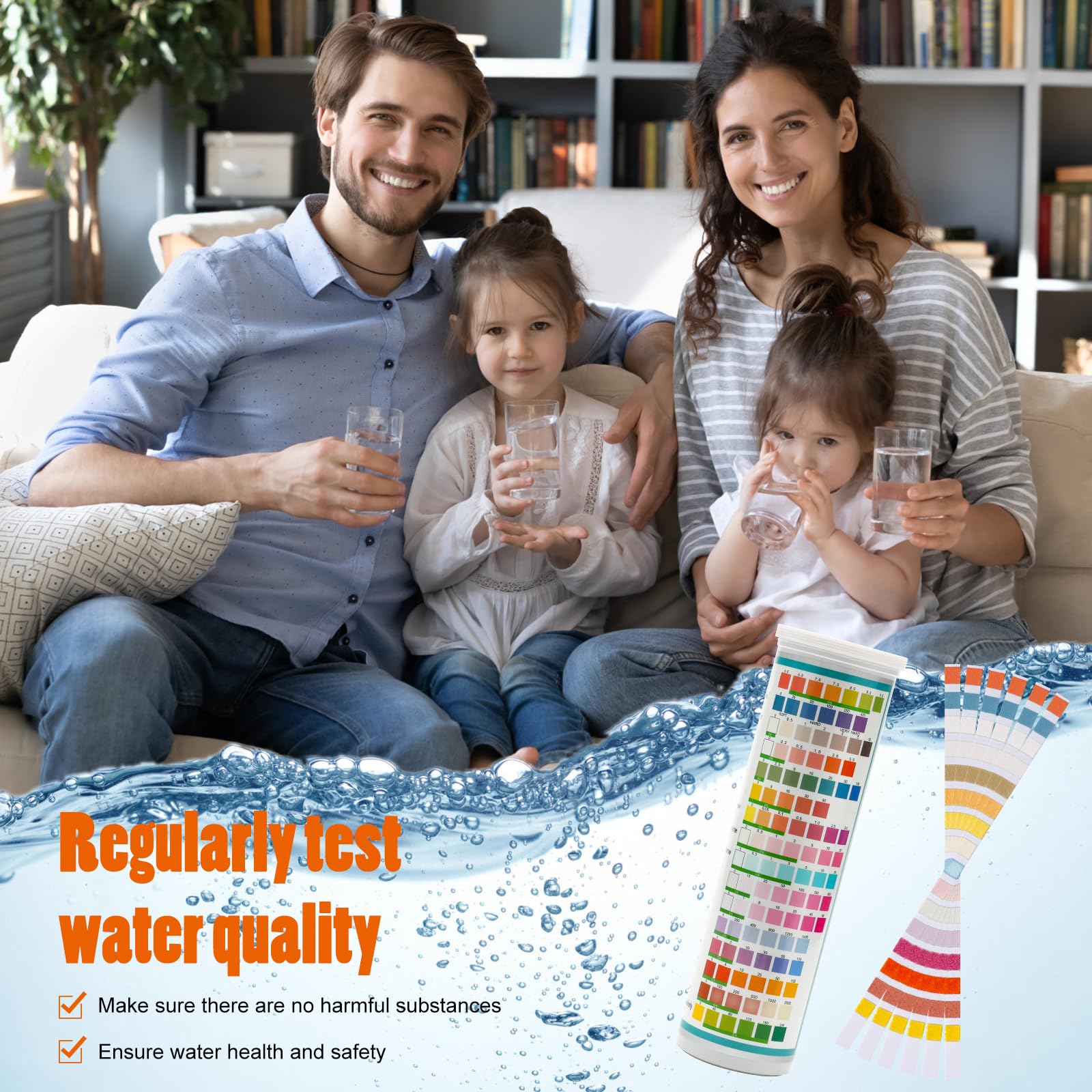 125+8P Drinking Water Testing Kit for Home, Anglekai Water Testing Kit with 125P Testing Strips/ 4P Bacteria Tests/Tube/Dropper/Timer/Instruction, Well Water Test Kit for Home Water Quality Test