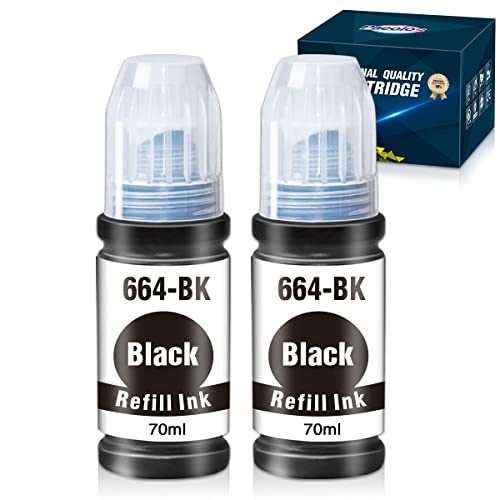 Paeolos Compatible Refill Ink Replacement for Epson 664 T664 Work with Expression ET-2500 ET-2550 ET-2600 ET-2650 ET-3600 ET-4500 ET-4550 ET-16500 Printers, 2 Bottles of Black