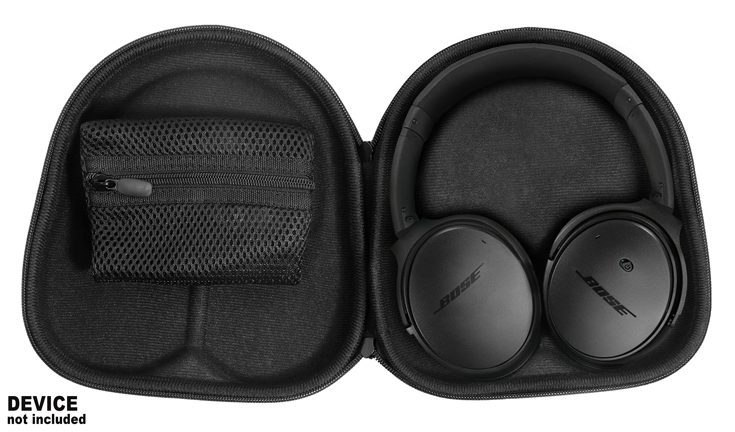 Alltravel Headphone Case Compatible with Bose QC35, QC25, QC15, QC3, QC2, Sony MDRXB950, MDRXB650, MDRaccessories, Elastic Secure Strap, Matte Black Surface with Plush Lining
